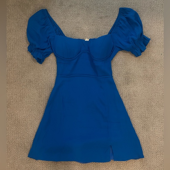 Olivaceous | Dresses | Olivaceous Royal Blue Puff Sleeve Mini Dress ...